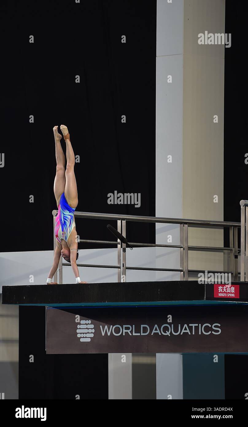 Guadalajara, Mexico. 5th Apr, 2025. Chen Yuxi of China competes during ...