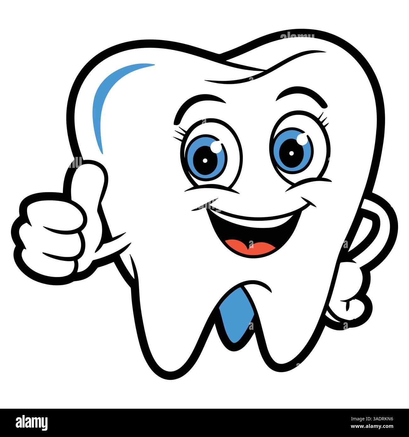 Cartoon character and mascot of a tooth with a thumbs up hand. ideal ...