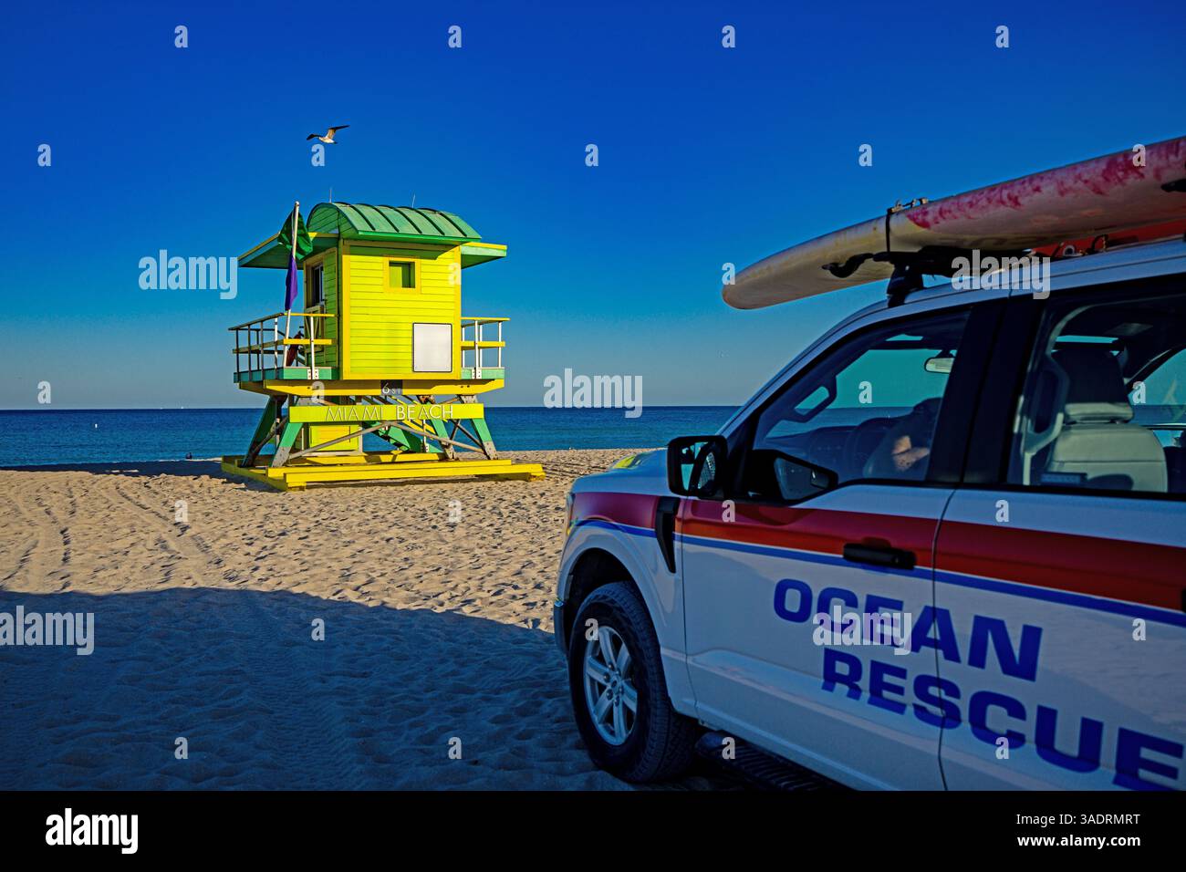 Beauty beach in Miami. Lifeguard tower on South Miami Beach. Miami ...