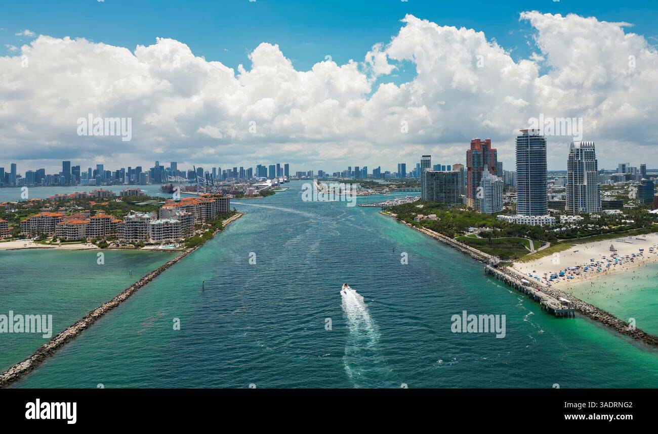 Miami Beach. Miami Beach city from top. South Beach from above. Drone ...