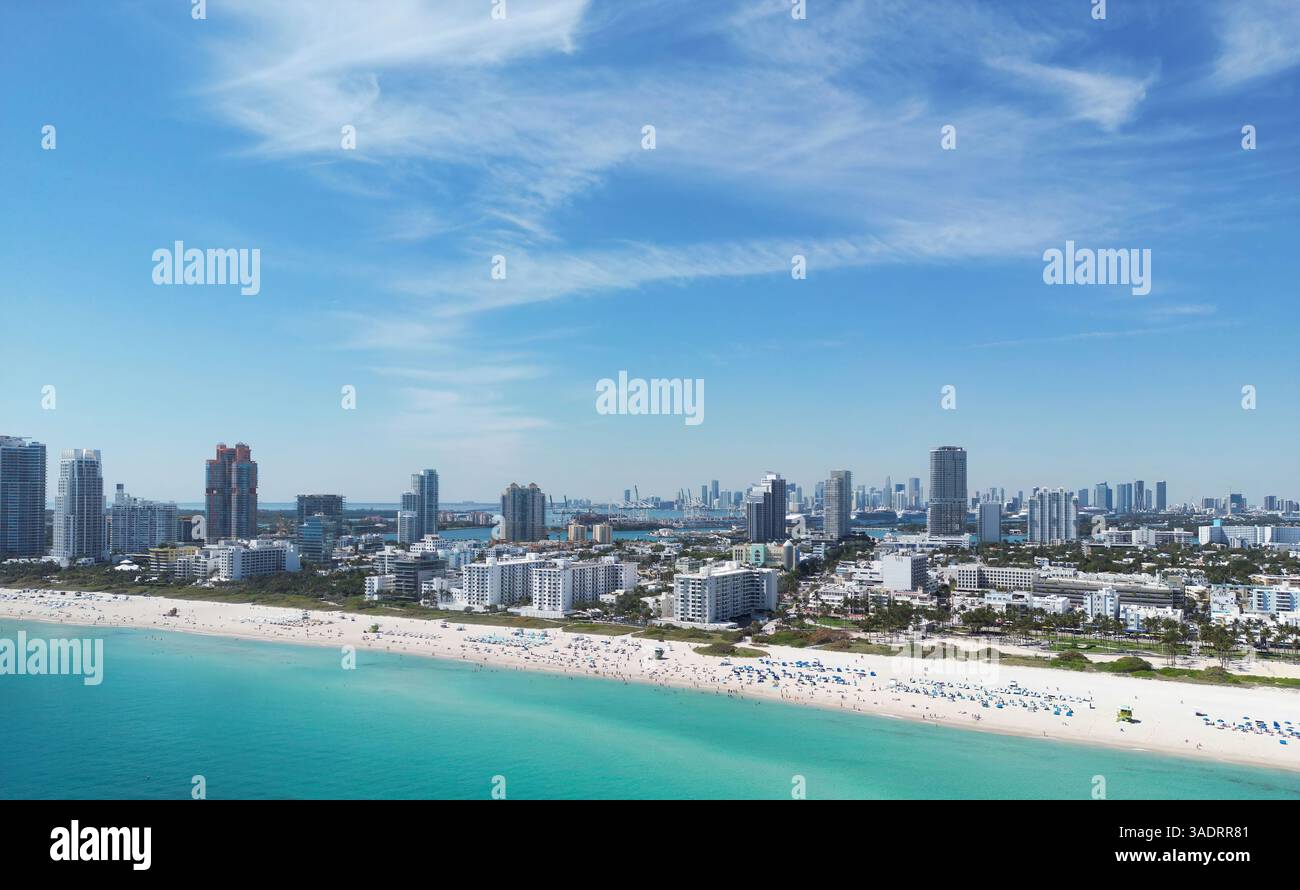 Miami Beach aerial view with skyline. Miami from above. Miamis famous ...