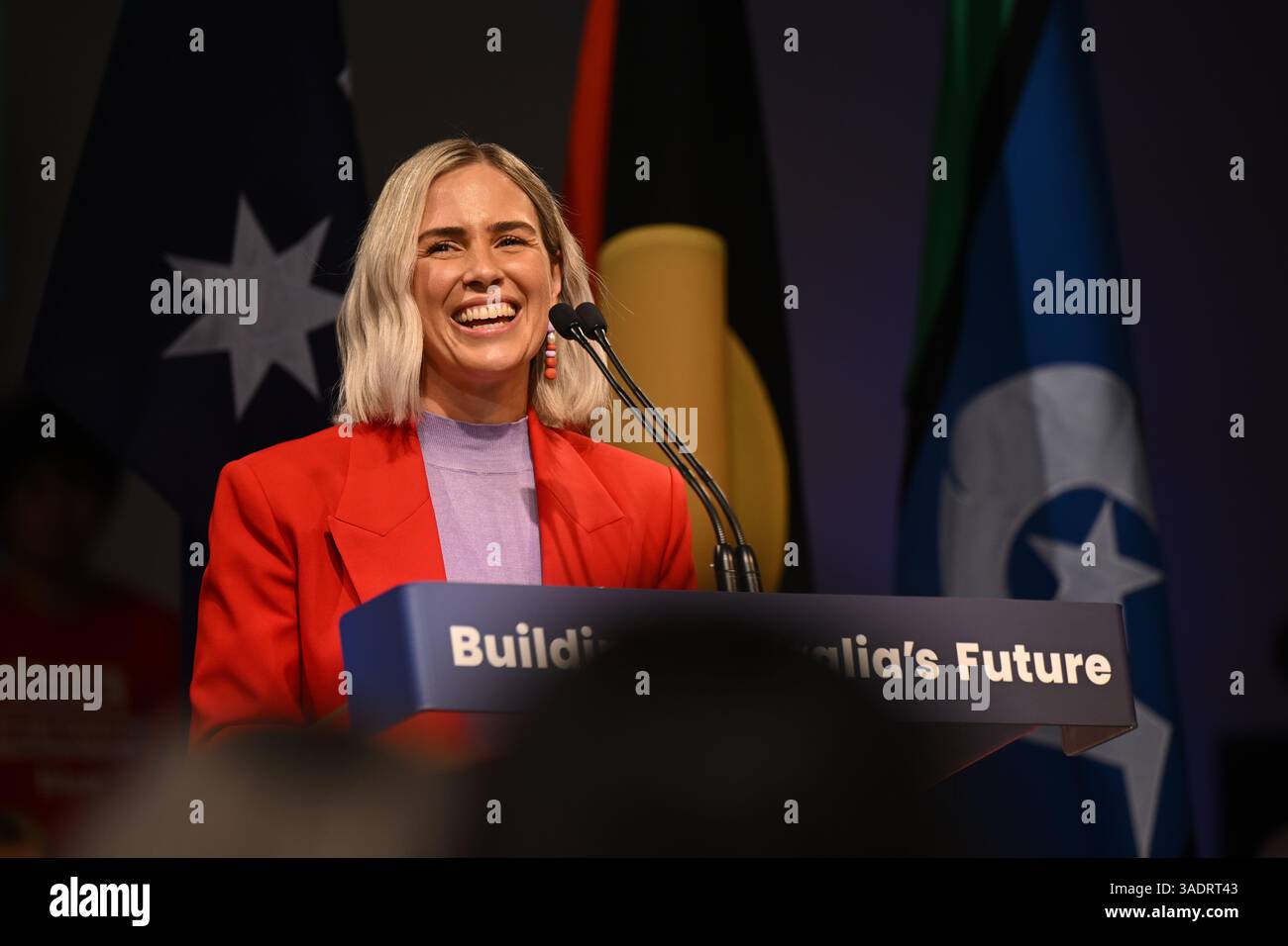Labor candidate for Griffith Renee Coffey speaks at a Building ...
