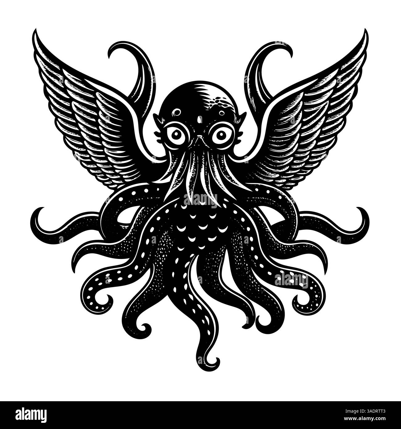 A fantastical creature featuring an octopus with wings, showcasing ...