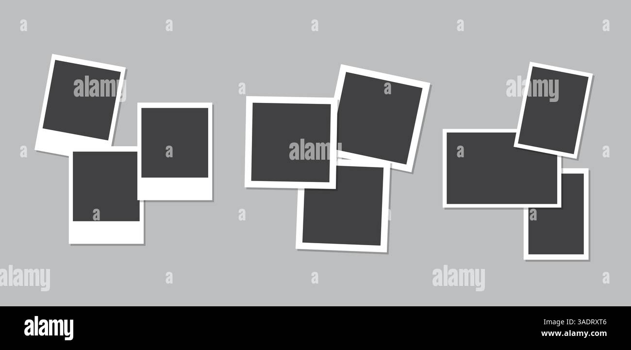 Simple elegant mood board photo collage white background with shadows ...