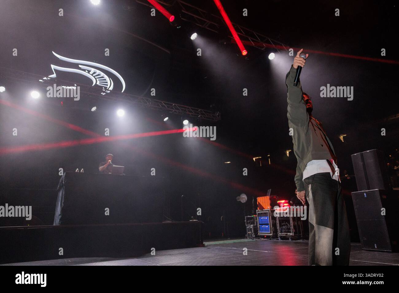 East Lansing, USA. 27th Mar, 2025. Rapper bbno$ performs at the ...