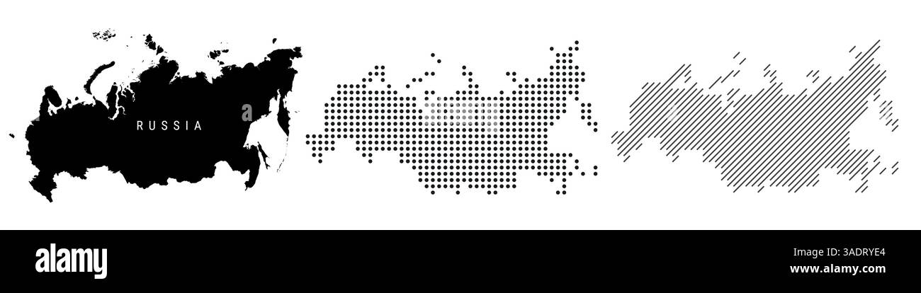 Russia detailed silhouette map, dotted pattern and slanted parallel ...