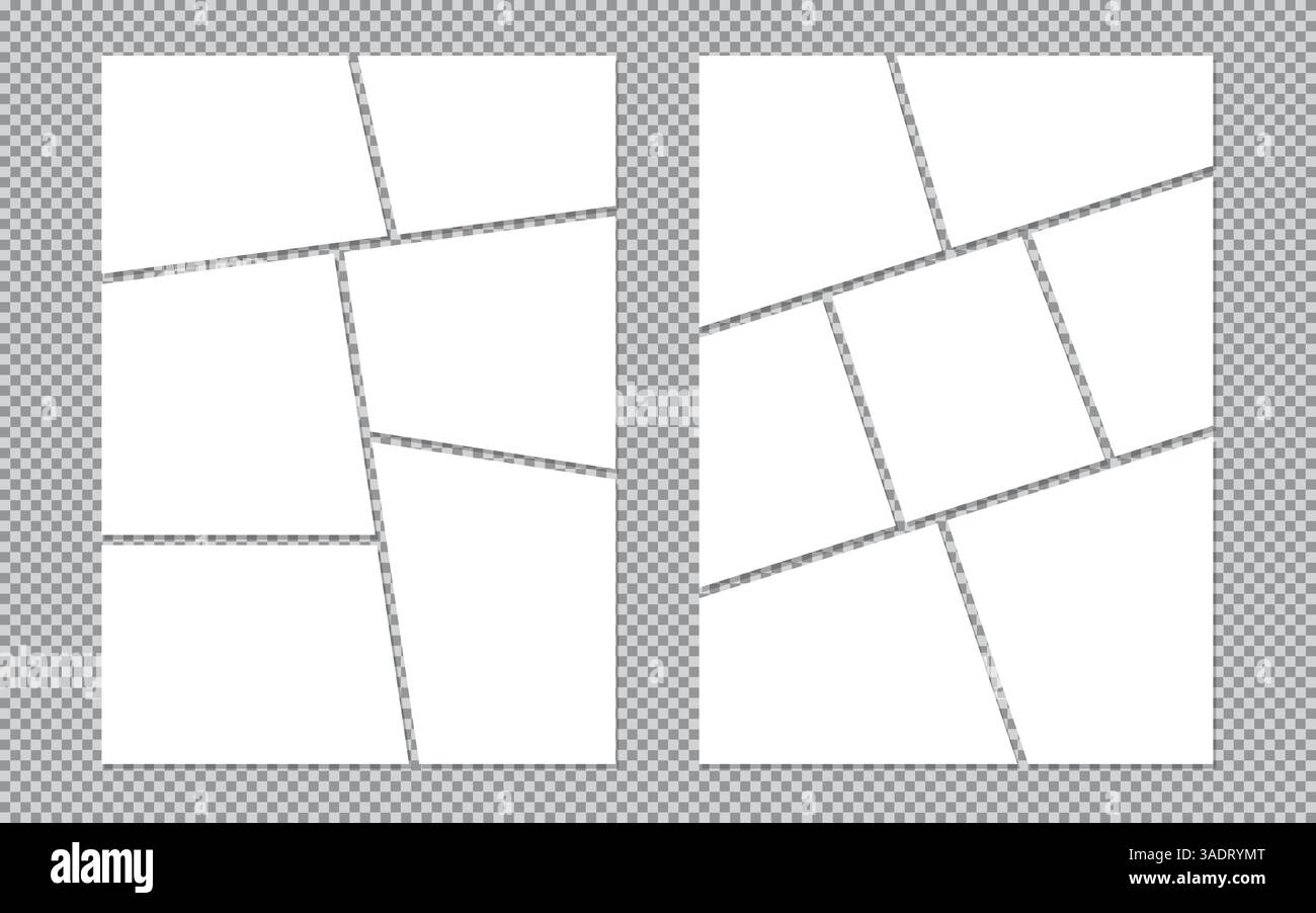 collage grid blank template for a manga comic storyboard layout panel ...