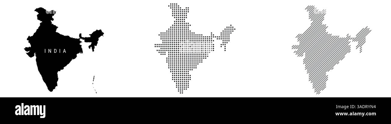 India Detailed Silhouette Map Dotted Pattern And Slanted Parallel Lines Pattern Indian