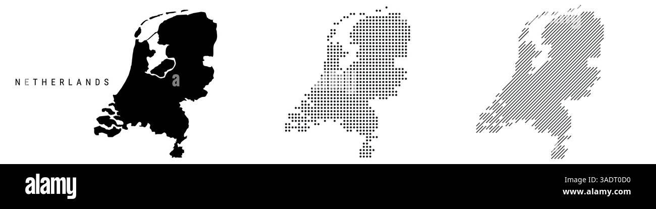 Netherlands detailed silhouette map, dotted pattern and slanted ...