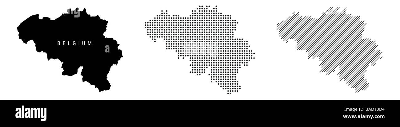 Belgium detailed silhouette map, dotted pattern and slanted parallel ...