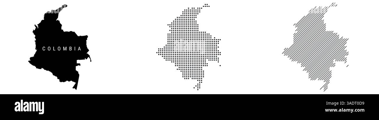 Colombia detailed silhouette map, dotted pattern and slanted parallel ...