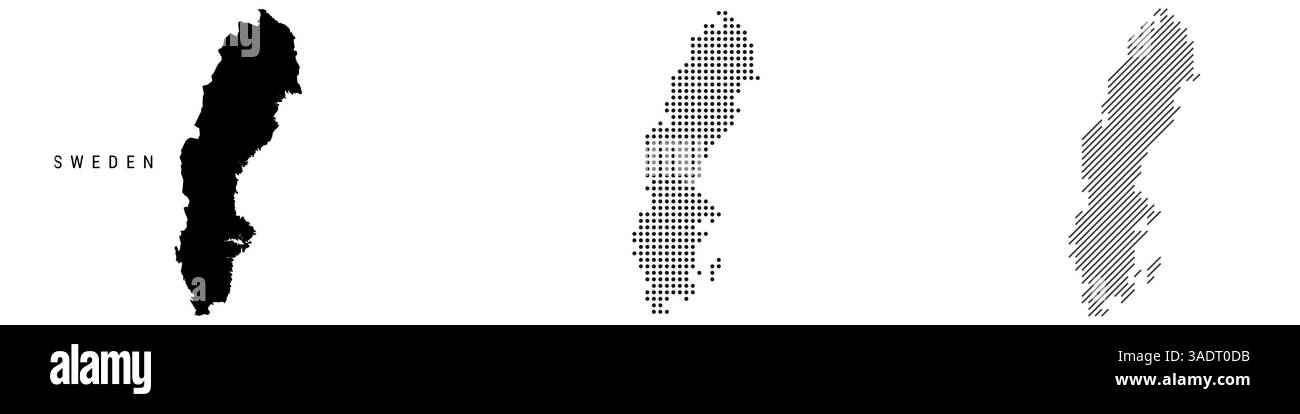 Sweden detailed silhouette map, dotted pattern and slanted parallel ...