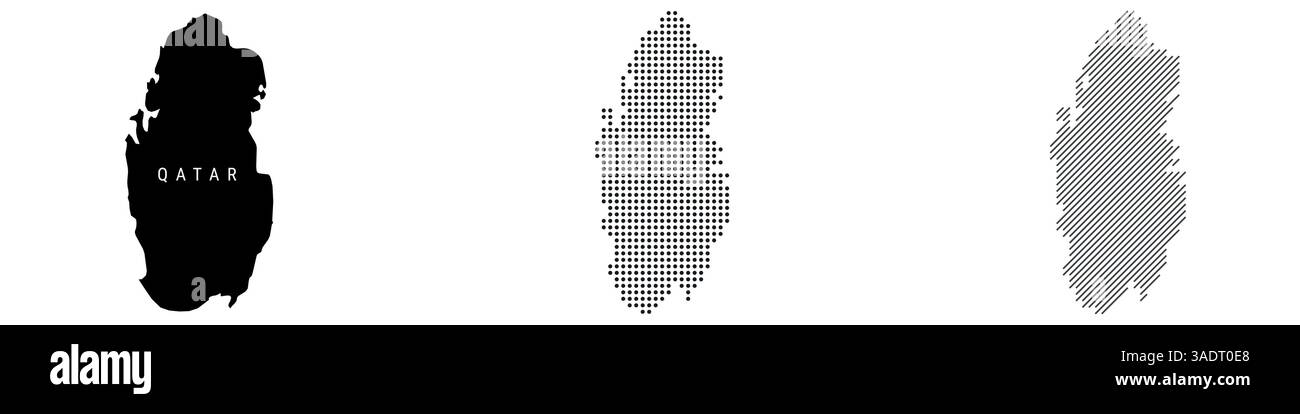 Qatar detailed silhouette map, dotted pattern and slanted parallel ...