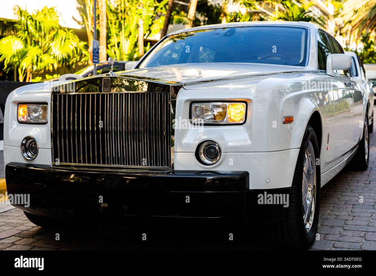 April 3, 2025. Miami. Rolls Royce luxury car. Phantom Rolls Royce on ...