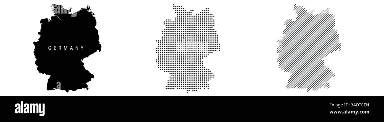 Germany detailed silhouette map, dotted pattern and slanted parallel ...