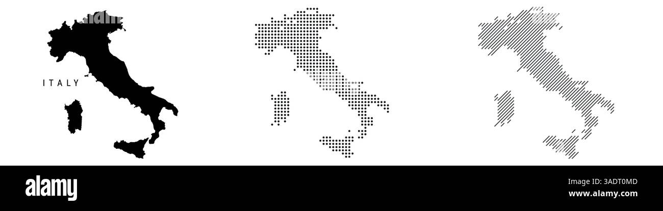 Italy detailed silhouette map, dotted pattern and slanted parallel ...