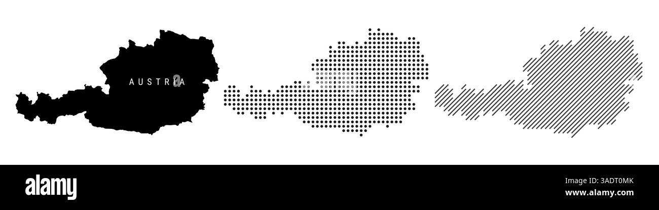 Austria detailed silhouette map, dotted pattern and slanted parallel ...