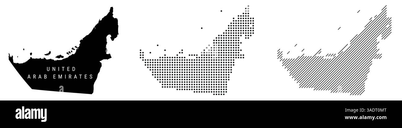 United Arab Emirates detailed silhouette map, dotted pattern and ...