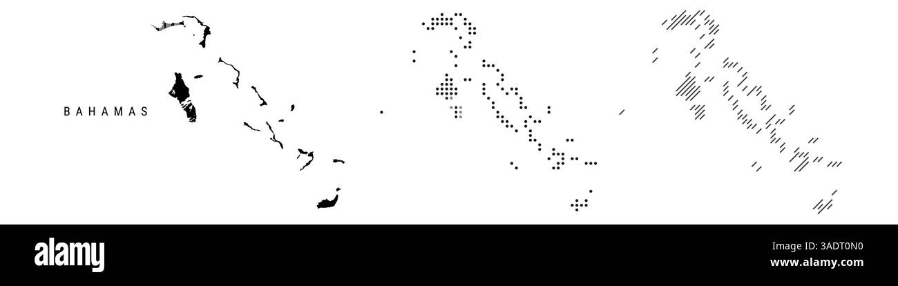 Bahamas detailed silhouette map, dotted pattern and slanted parallel ...