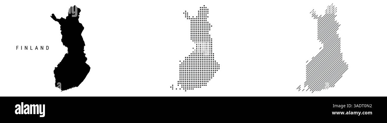 Finland detailed silhouette map, dotted pattern and slanted parallel ...