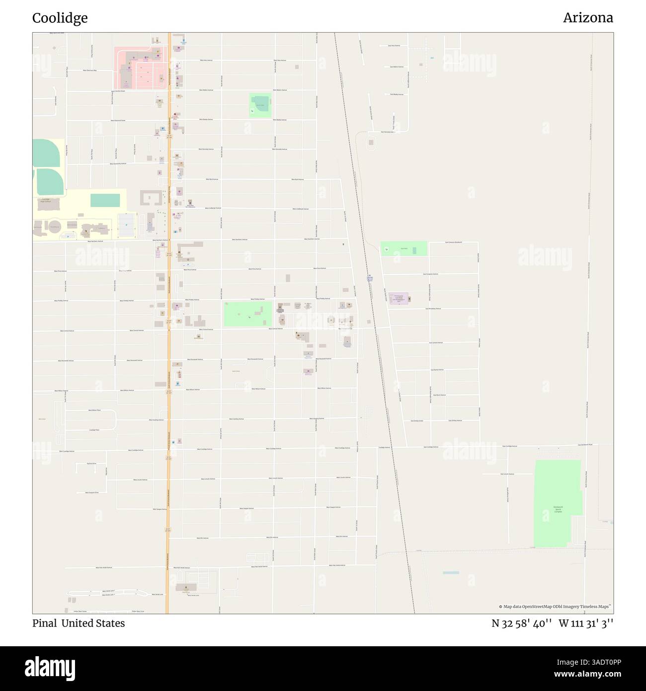 Coolidge, Pinal, United States, Arizona, N 32 58' 40'', W 111 31' 3 ...