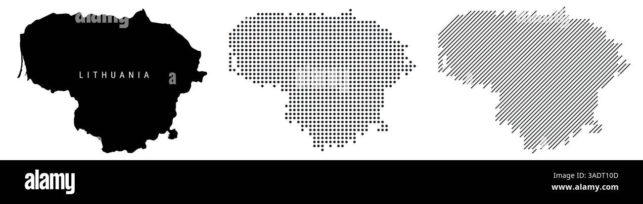Lithuania detailed silhouette map, dotted pattern and slanted parallel ...