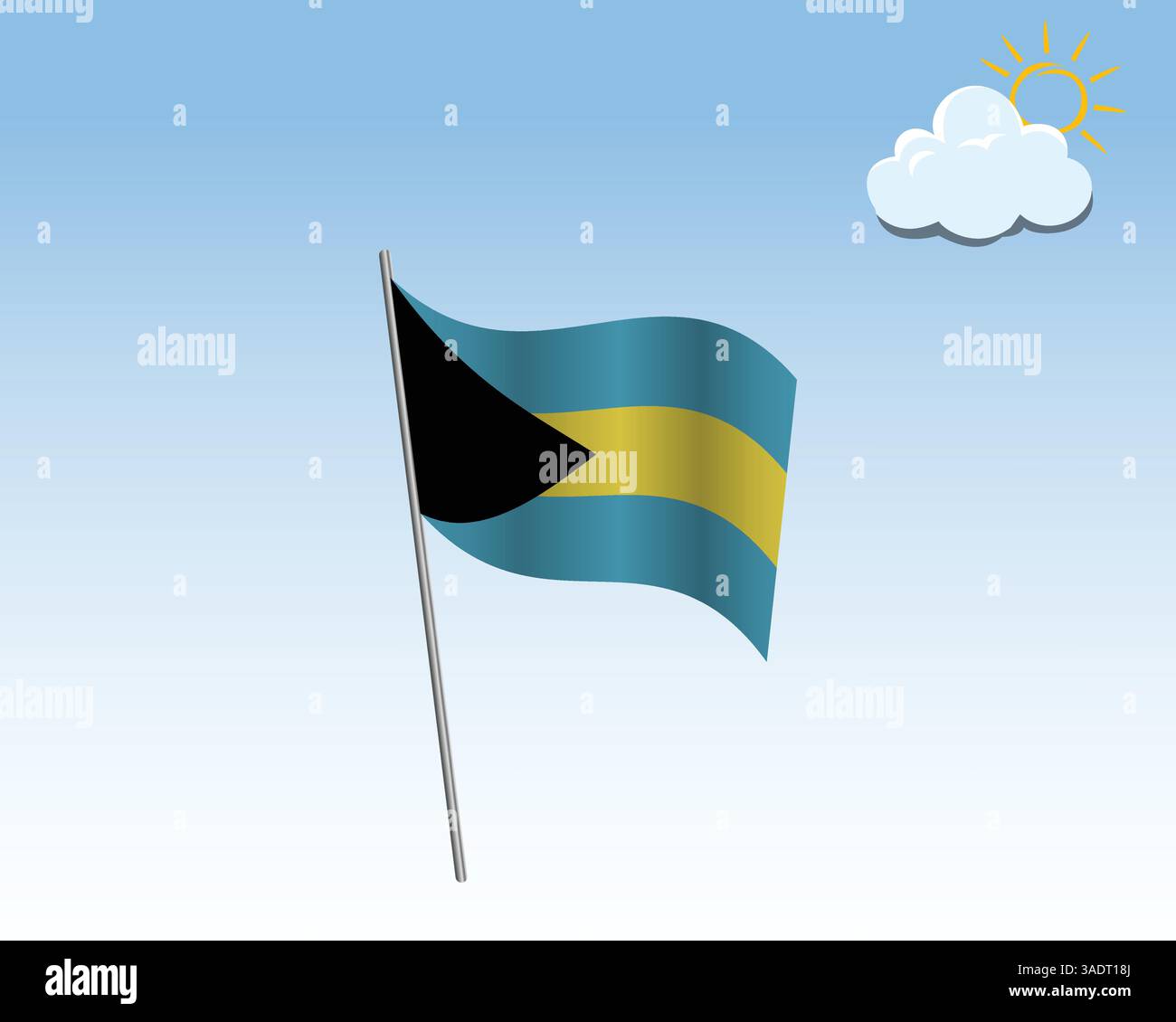 Vector realistic illustration of Bahamas flags. flag waving in the wind ...