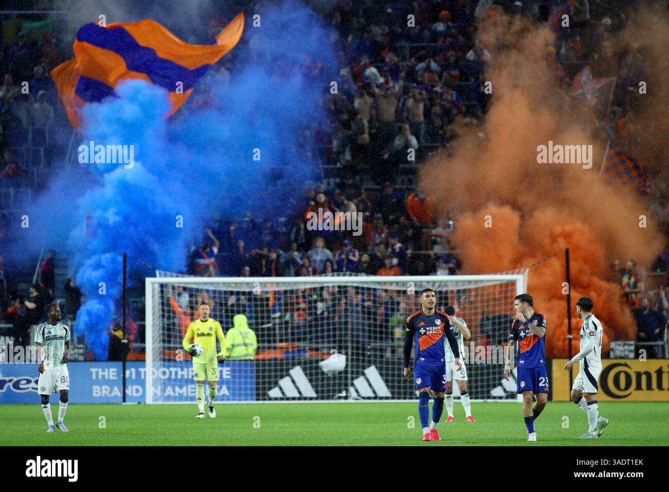 April 5, 2025: FC Cincinnati fans celebrate a second half goal for ...