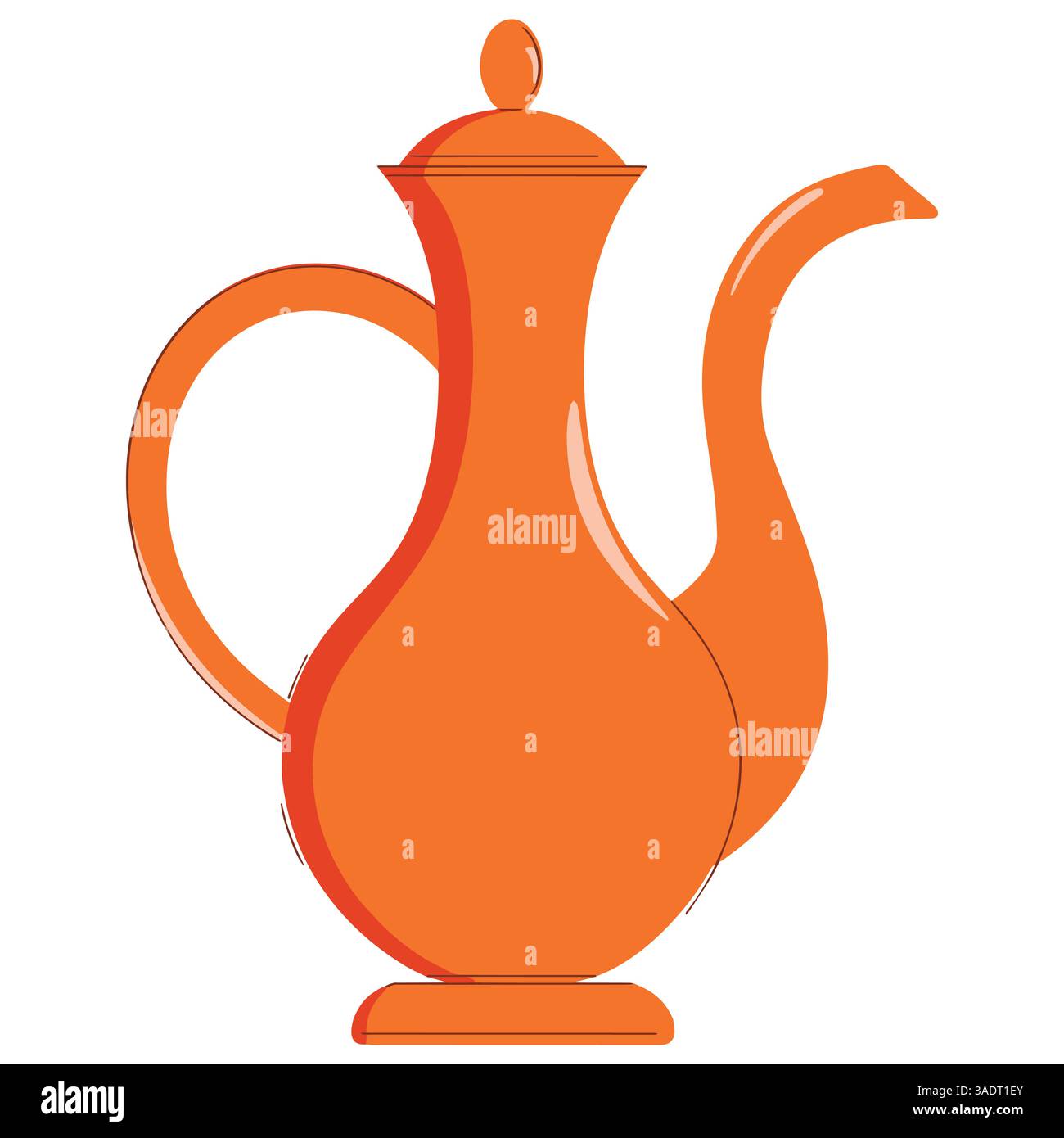 oriental jug, illustration of a flat pitcher isolated on a white ...