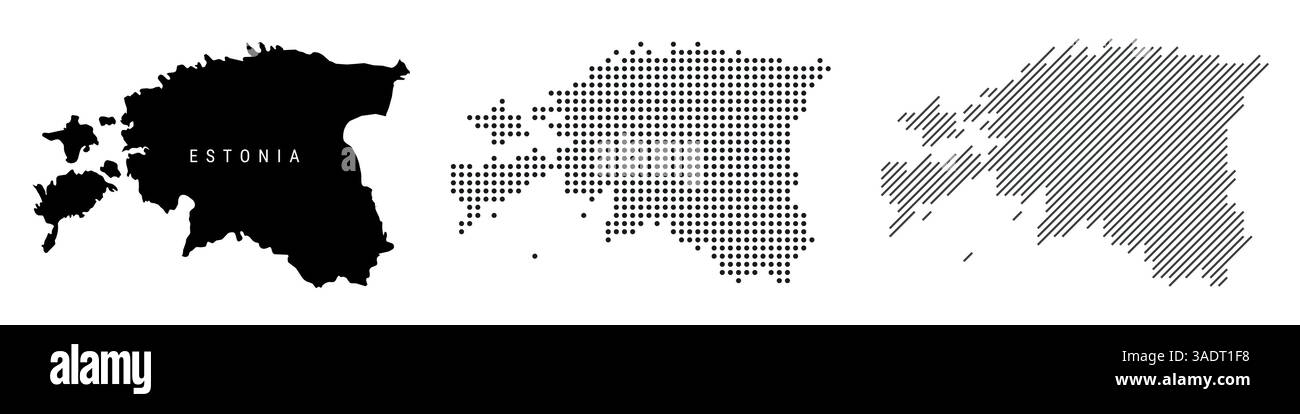 Estonia detailed silhouette map, dotted pattern and slanted parallel ...