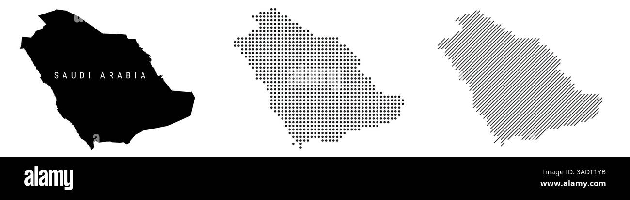 Saudi Arabia detailed silhouette map, dotted pattern and slanted parallel lines pattern. Saudi ...