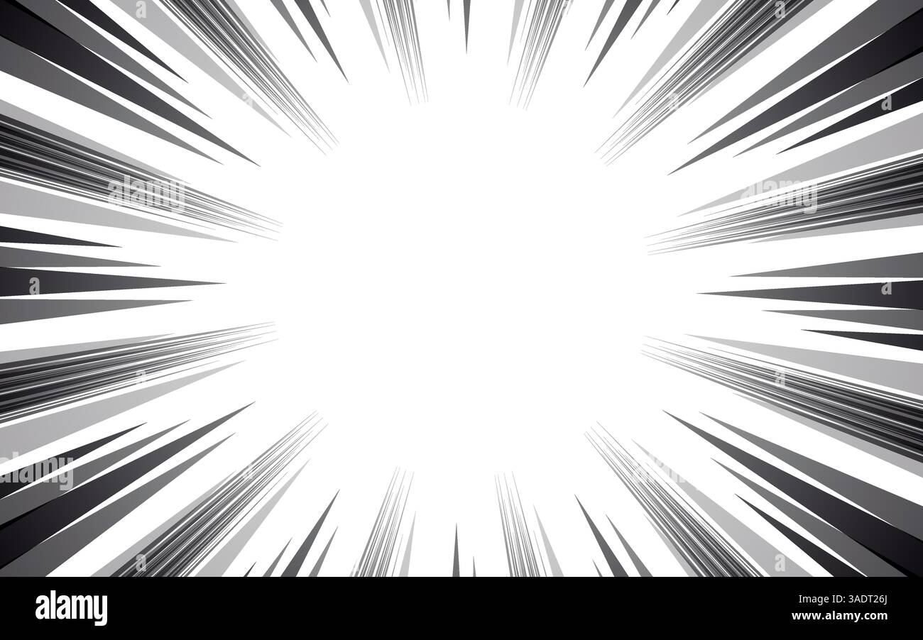 Comic explosion manga background. Abstract monochrome border with ...