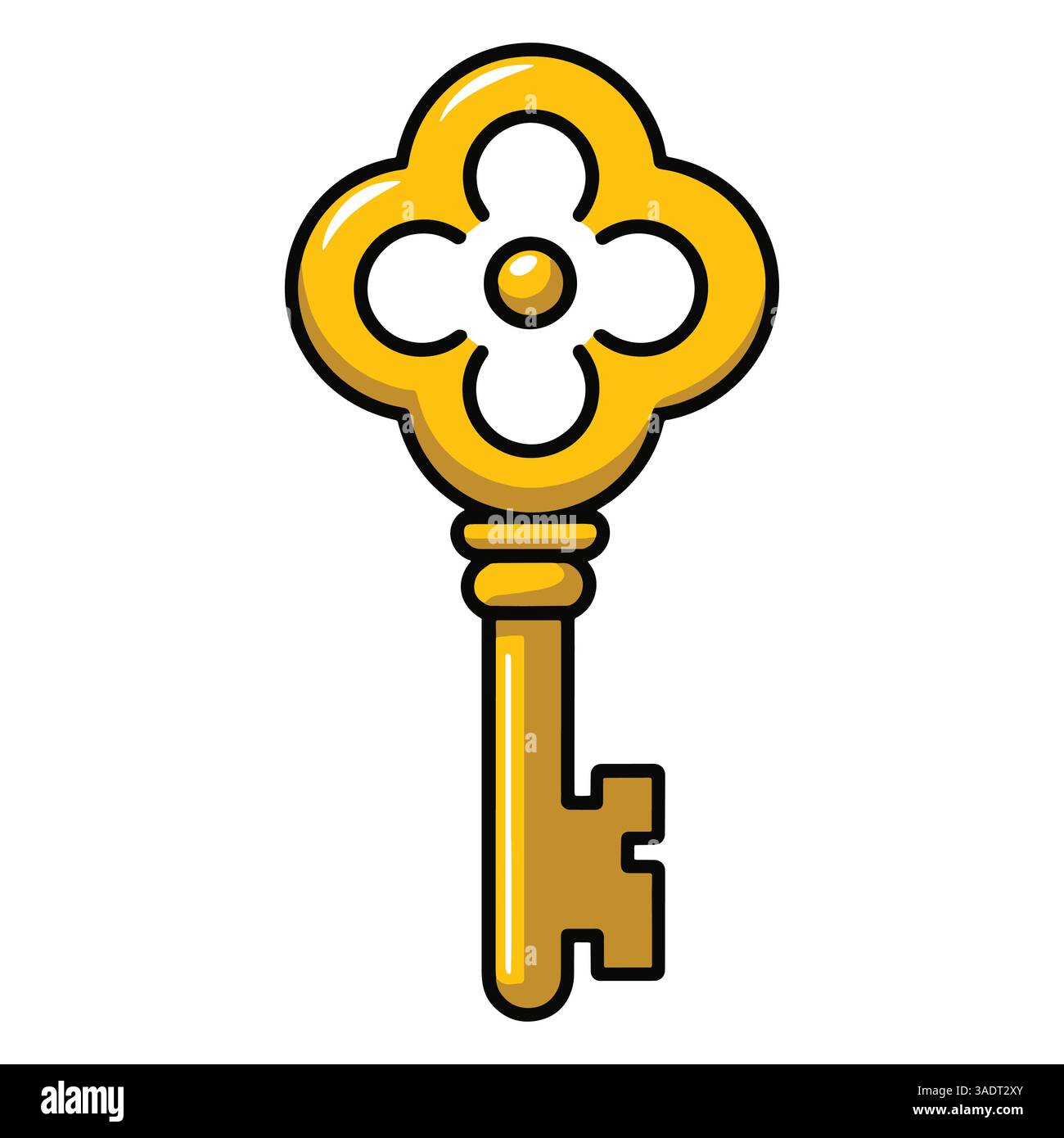 Vintage golden key icon. Retro antique key illustration in flat design ...