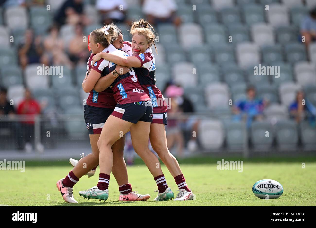 Brisbane, Australia. 06th Apr, 2025. Shalom Sauaso of the Reds (centre ...