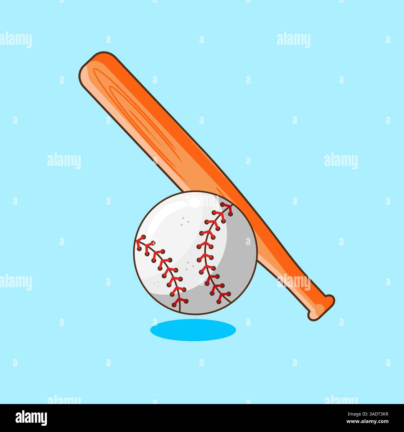 Baseball Bat and Ball on a Blue Background Vector Illustration Cartoon ...