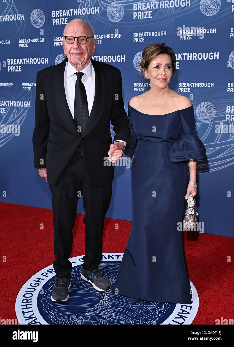 Rupert Murdoch and Elena Zhukova arriving at the 11th Breakthrough ...