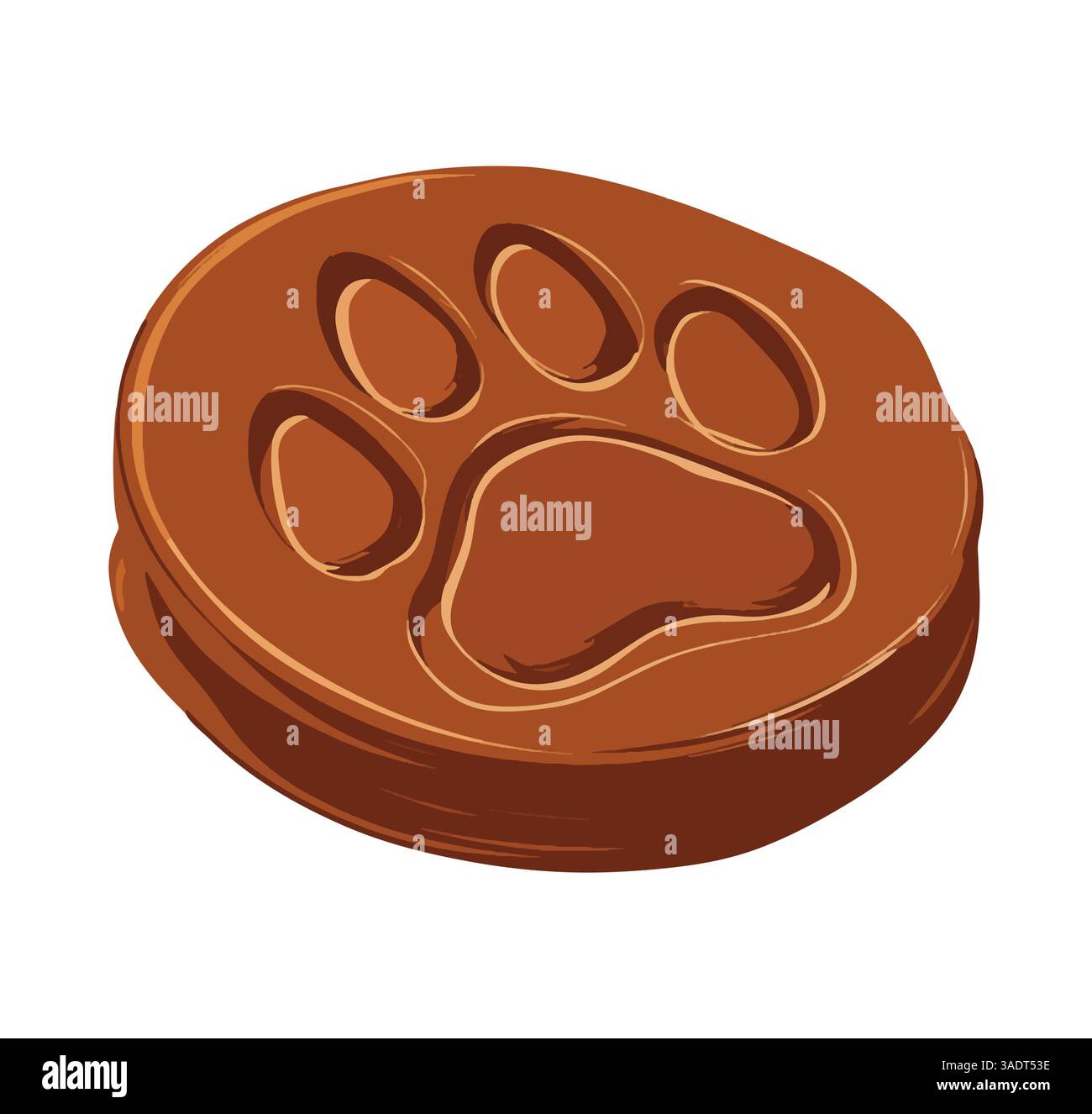 Wolf footprint in brown soil. Cartoon illustration of a wild animal's ...