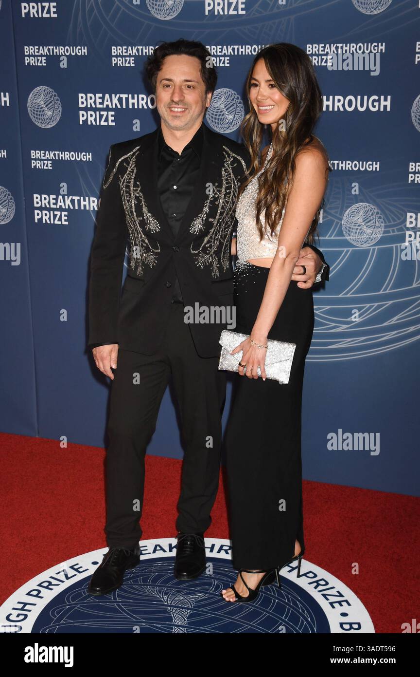 SANTA MONICA, CA- APRIL 05: Sergey Brin and Gerelyn Gilbert-Soto at the 11th Breakthrough Prize ...