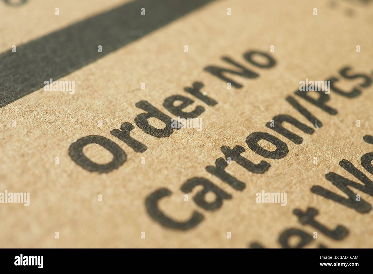 Delivery order details displayed on a carton in close-up shot Stock ...