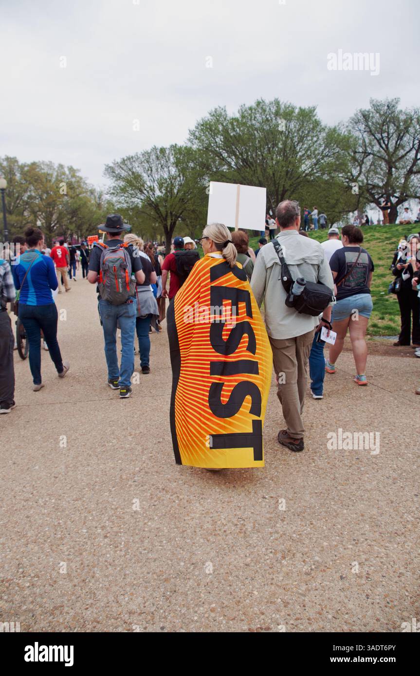 Washington DC, USA. 5th Apr 2025. Hands Off Protest Washington Monument ...