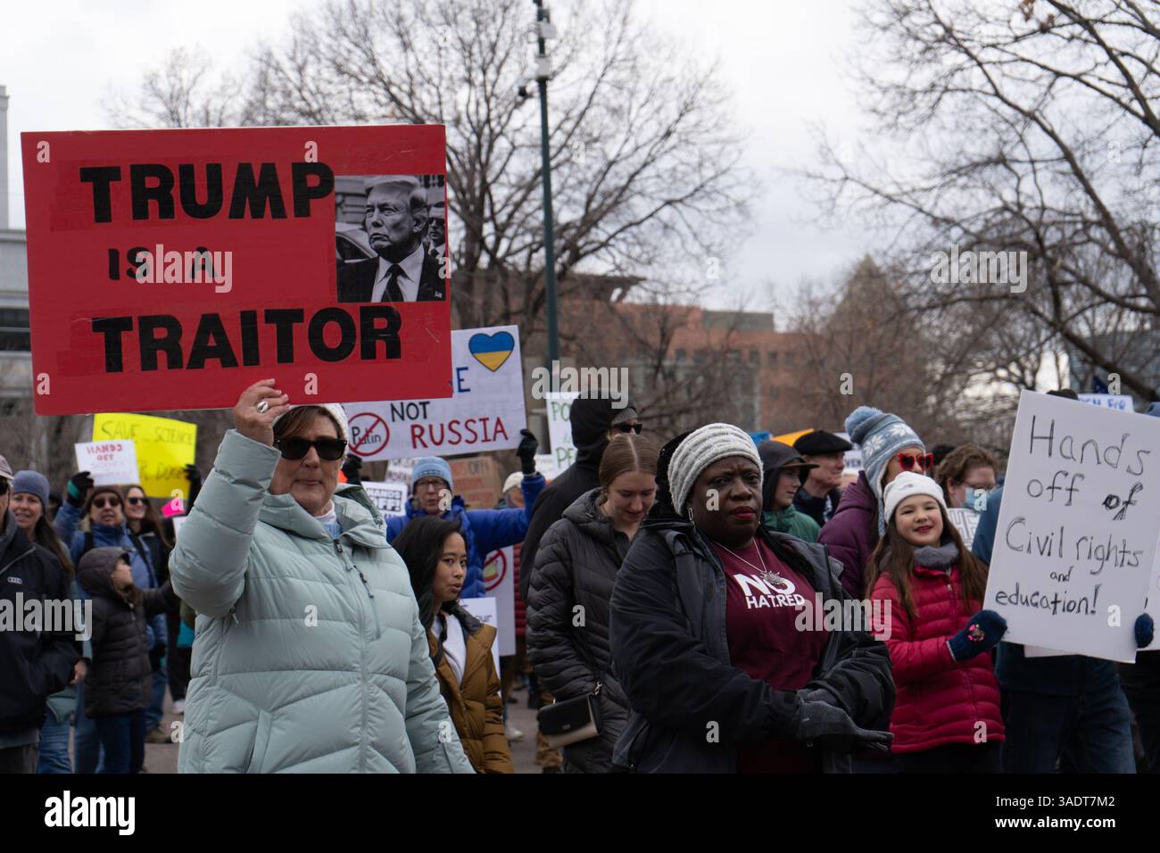 Trump is a Traitor Sign, Anti-Trump Protest, Denver, CO, USA, April 5 ...