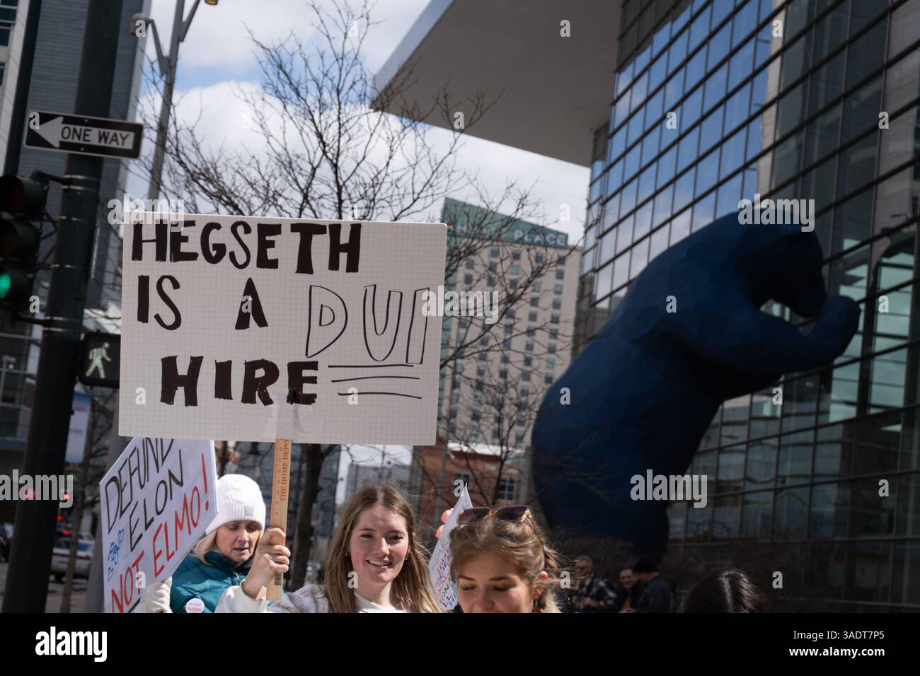Hegseth is a DUI hire, Anti-Trump Protest, Denver, CO, USA, April 5 ...