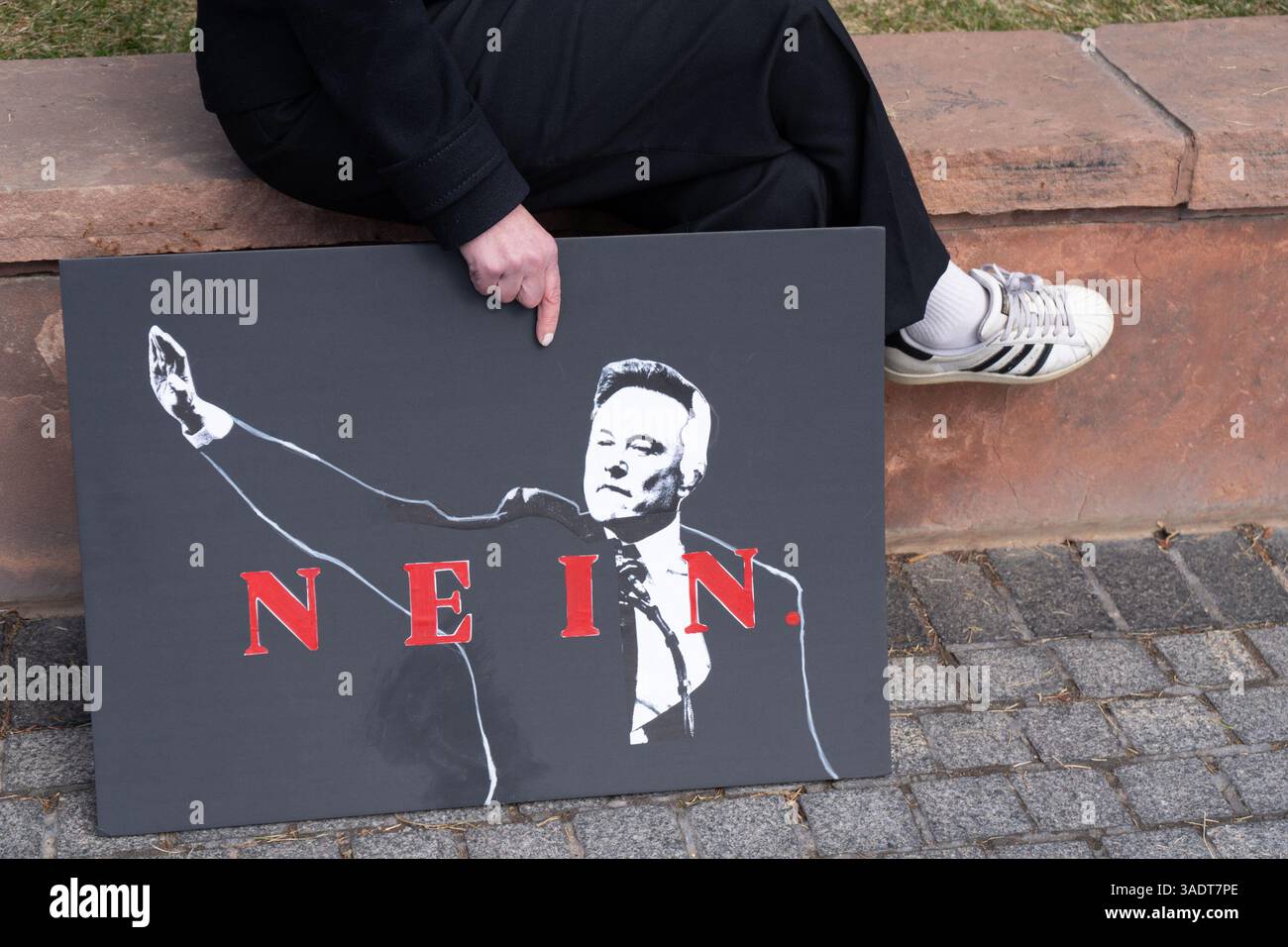Nein Elon Musk Sign, Anti-Trump Protest, Denver, CO, USA, April 5, 2025 ...