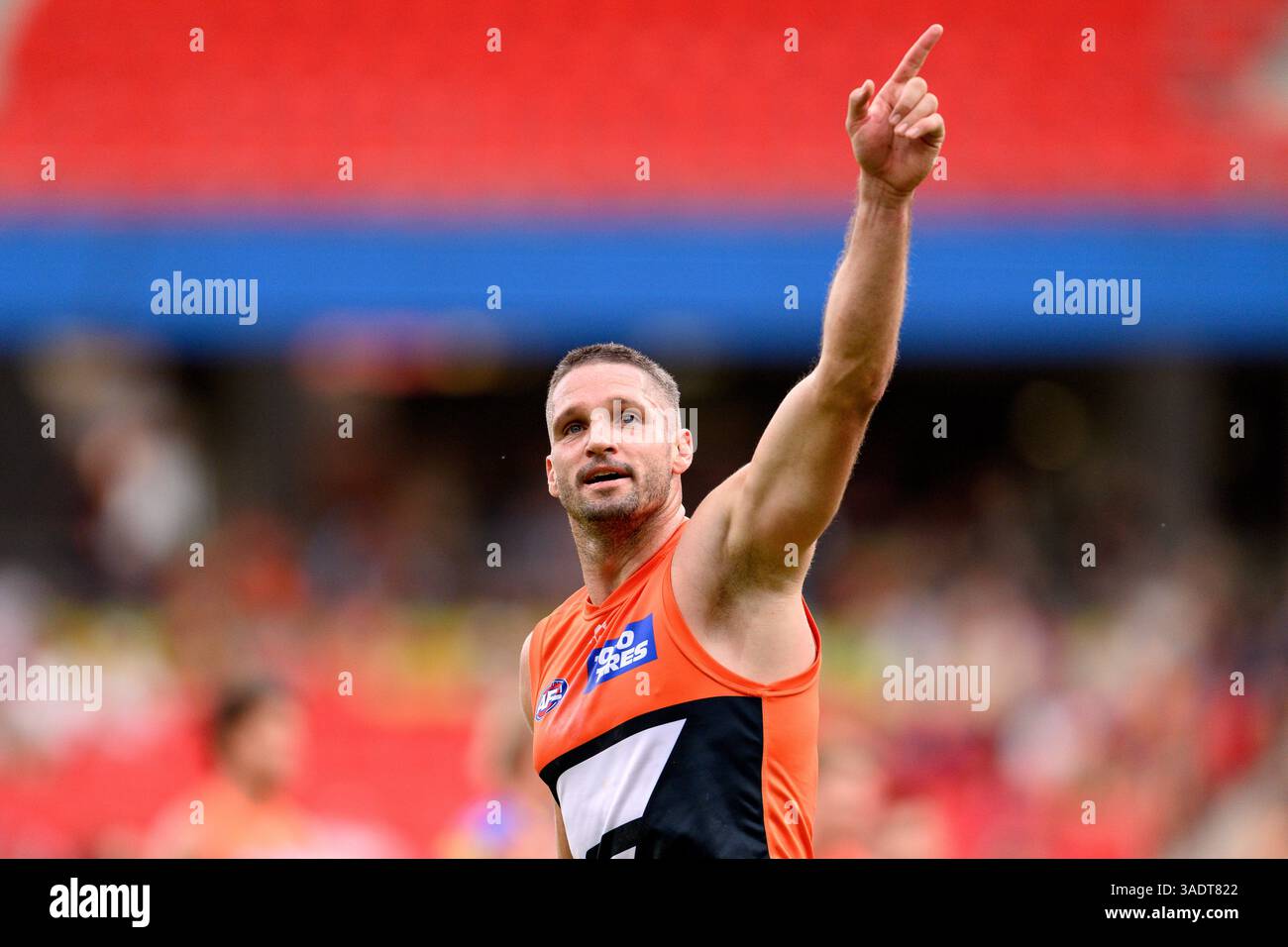 Jesse Hogan of the GWS Giants celebrates kicking a goal during the AFL ...