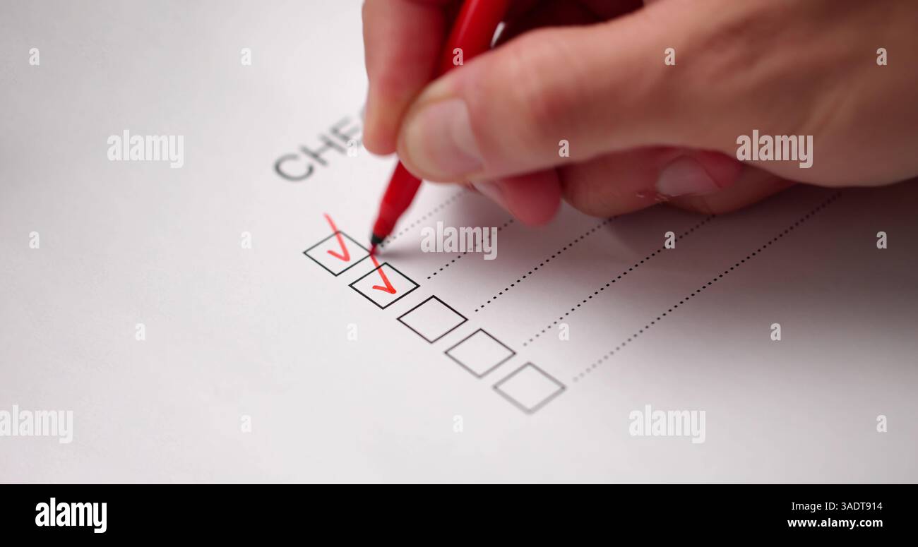 African American Hand Marking Check Mark In Checklist Survey Stock ...