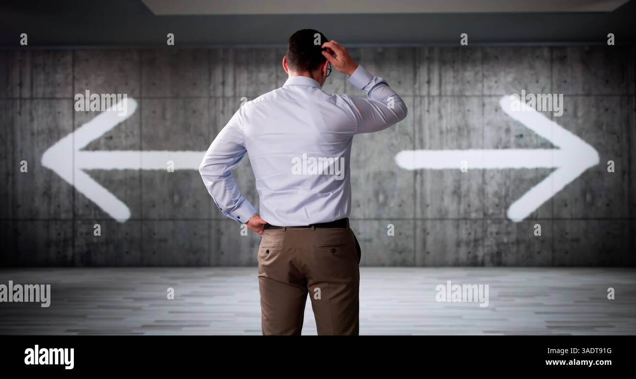 Thinking Of Business Strategy. Man With Career Choice Problem Stock ...