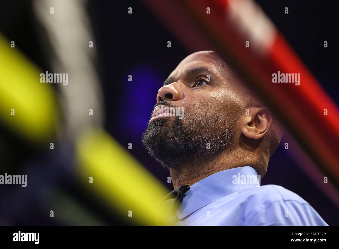 April 5, 2025: Referee Robert Hoyle in the ring during the Top Rank Boxing event inside the ...