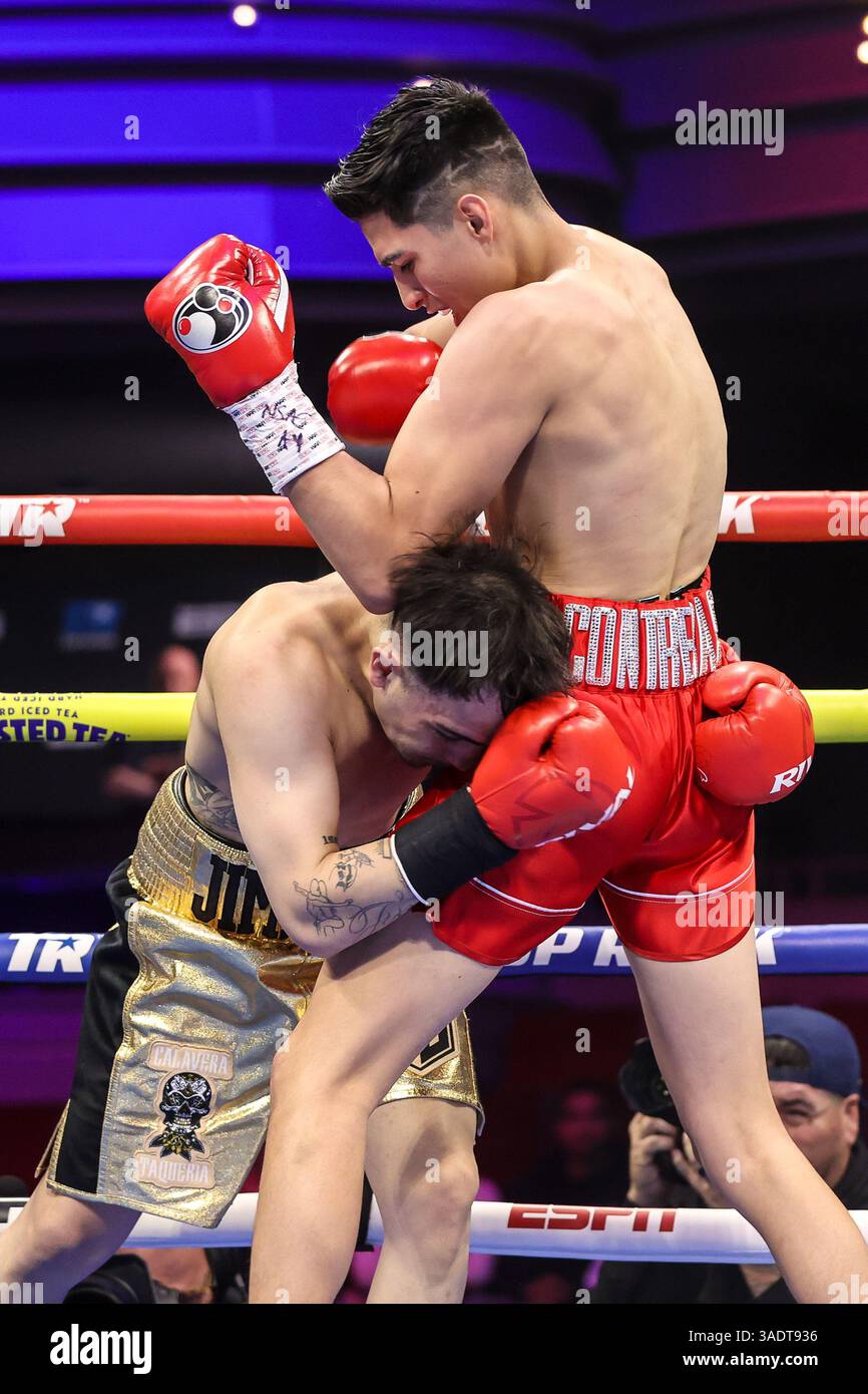 April 5, 2025: (L-R) Junior Welterweight fight between Robert Jimenez grabs Sammy Contreras Jr ...