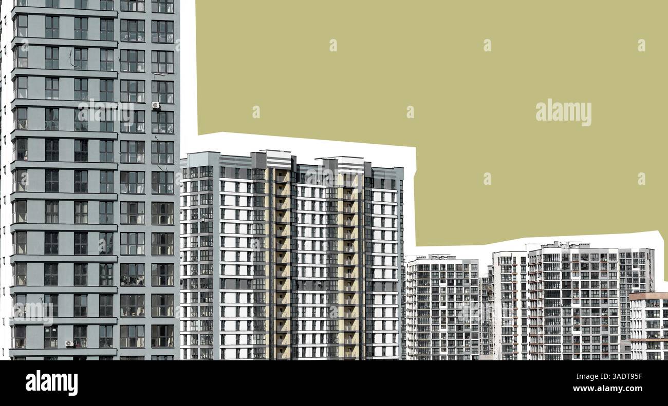 Building with modern architecture. Tall high rise apartment with ...