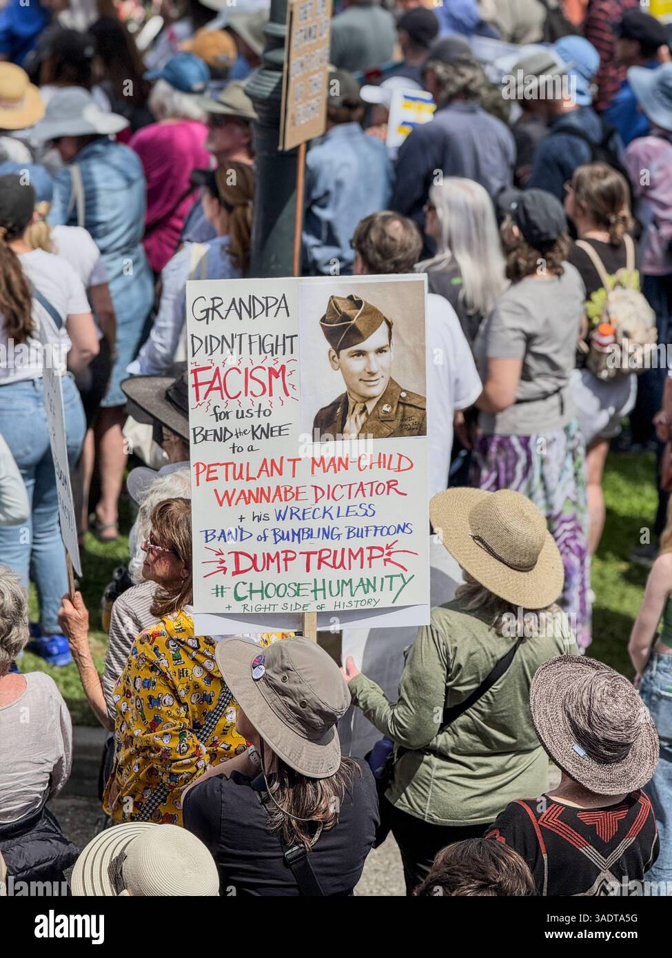 Santa Barbara, Ca, USA. 5th Apr, 2025. Grandpa didn't fight fascism for ...